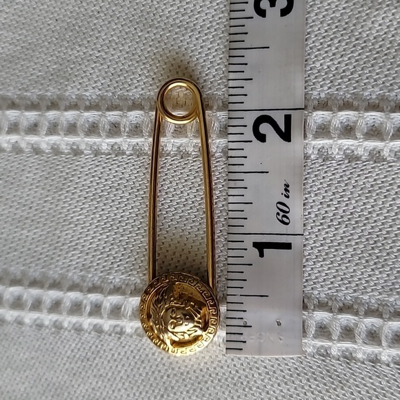 Versace | Jewelry | Versace Medusa Iconic Safety Pin Brooch Goldtone ...